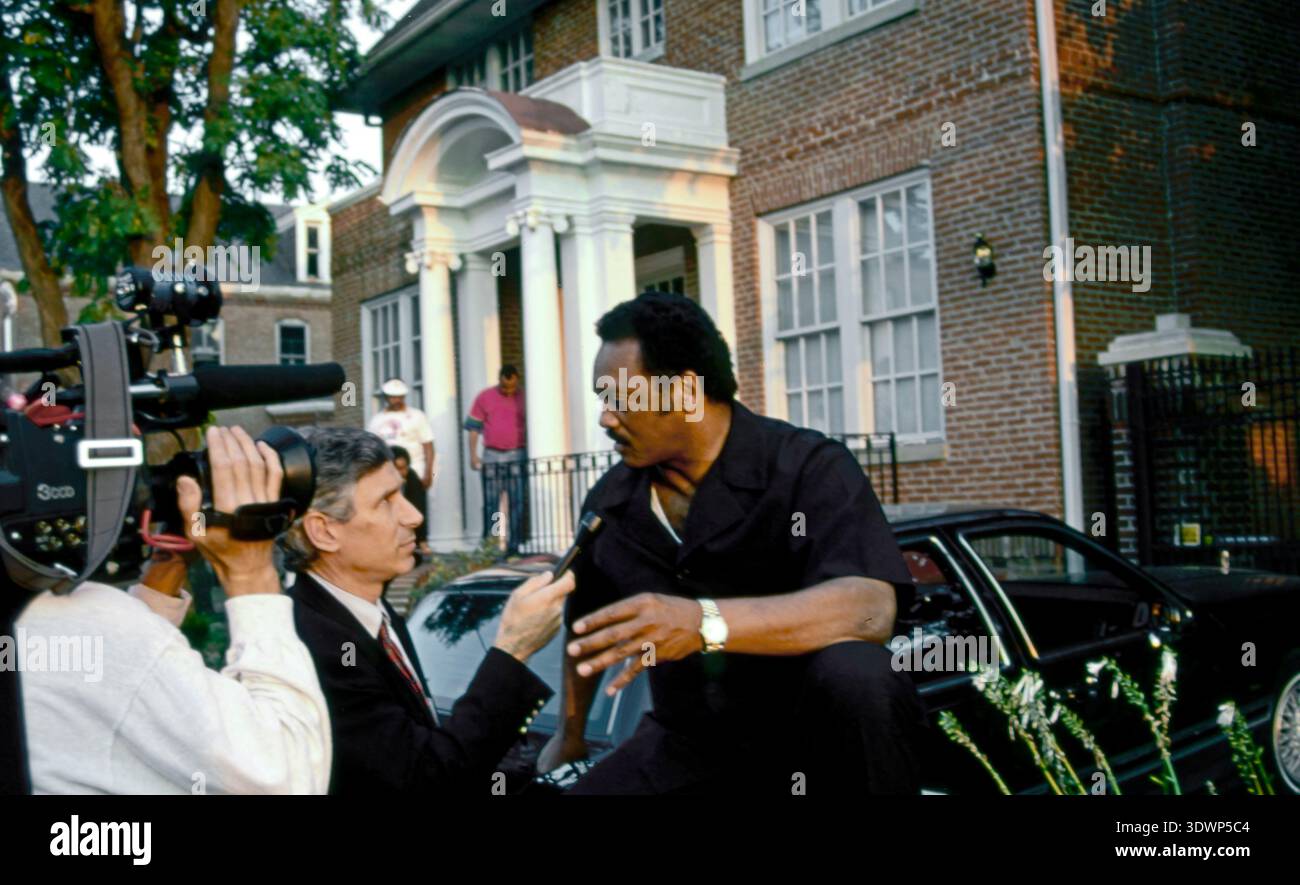 Washington DC, USA, May, 1992Reverend Jesse Jackson being interviewed ...