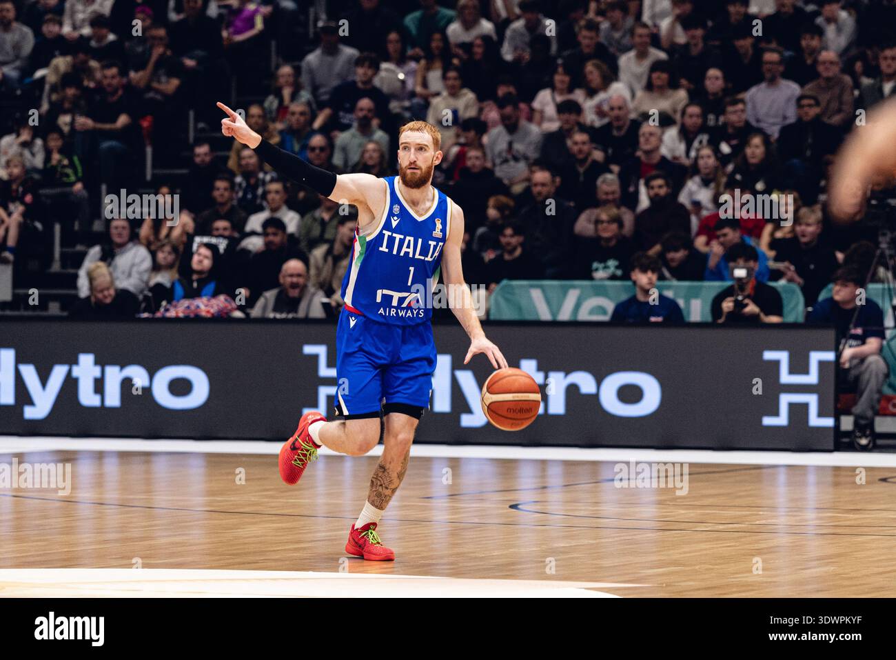 Newcastle, UK. 27 February, 2026 Italy player Nico Mannion during FIBA ...