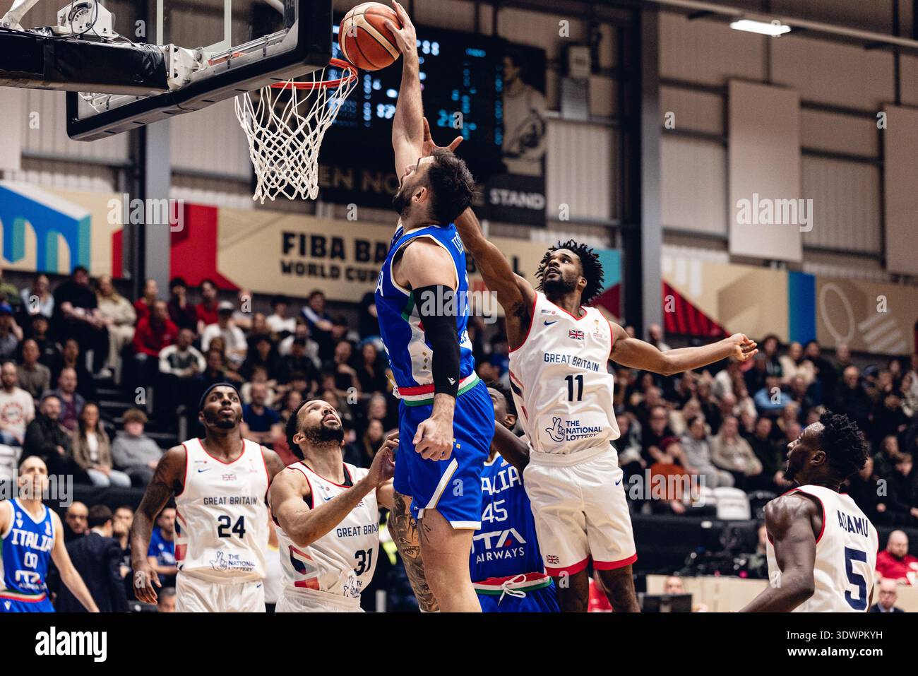 Newcastle, UK. 27 February, 2026 Italy player scores during FIBA world ...