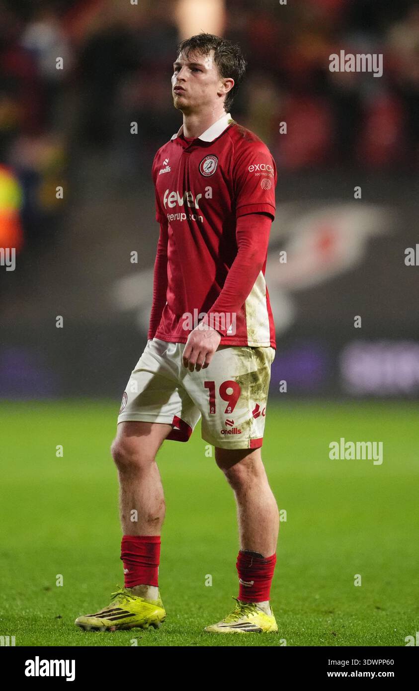 Bristol City's George Tanner at the final whistle after the Sky Bet Championship match at Ashton ...