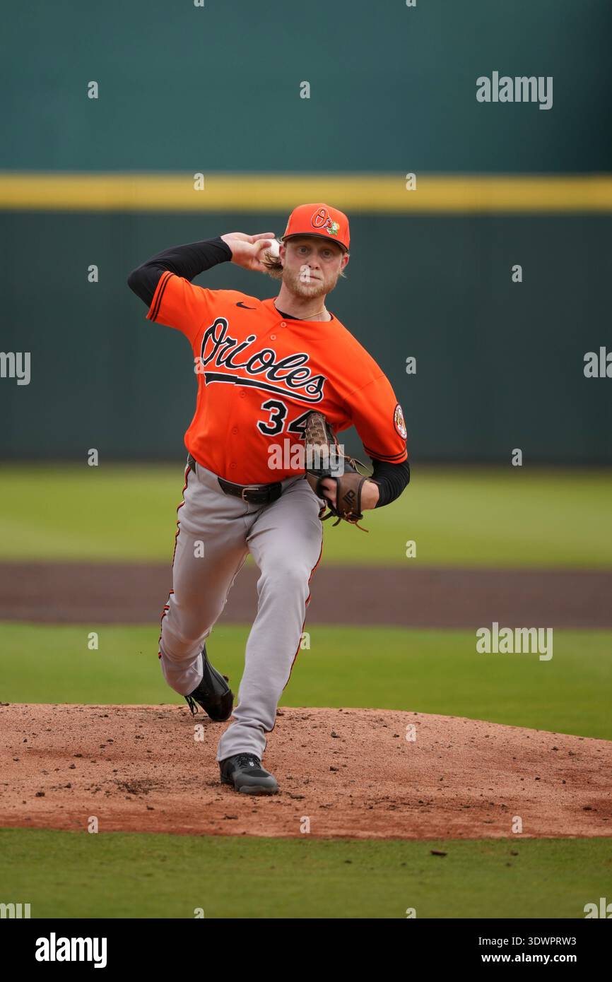 Baltimore Orioles' Shane Baz plays during a spring training baseball ...