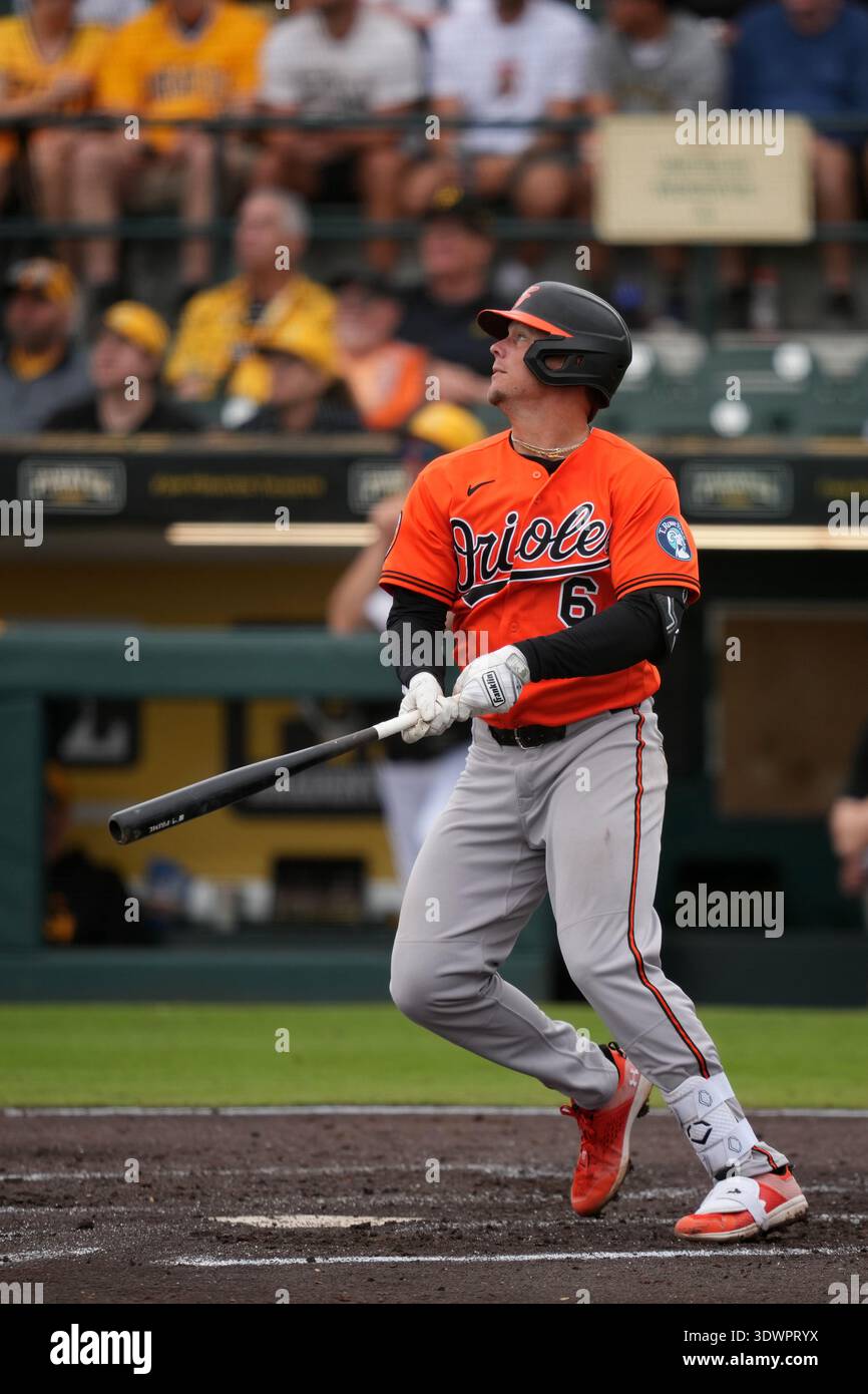Baltimore Orioles' Ryan Mountcastle plays during a spring training ...