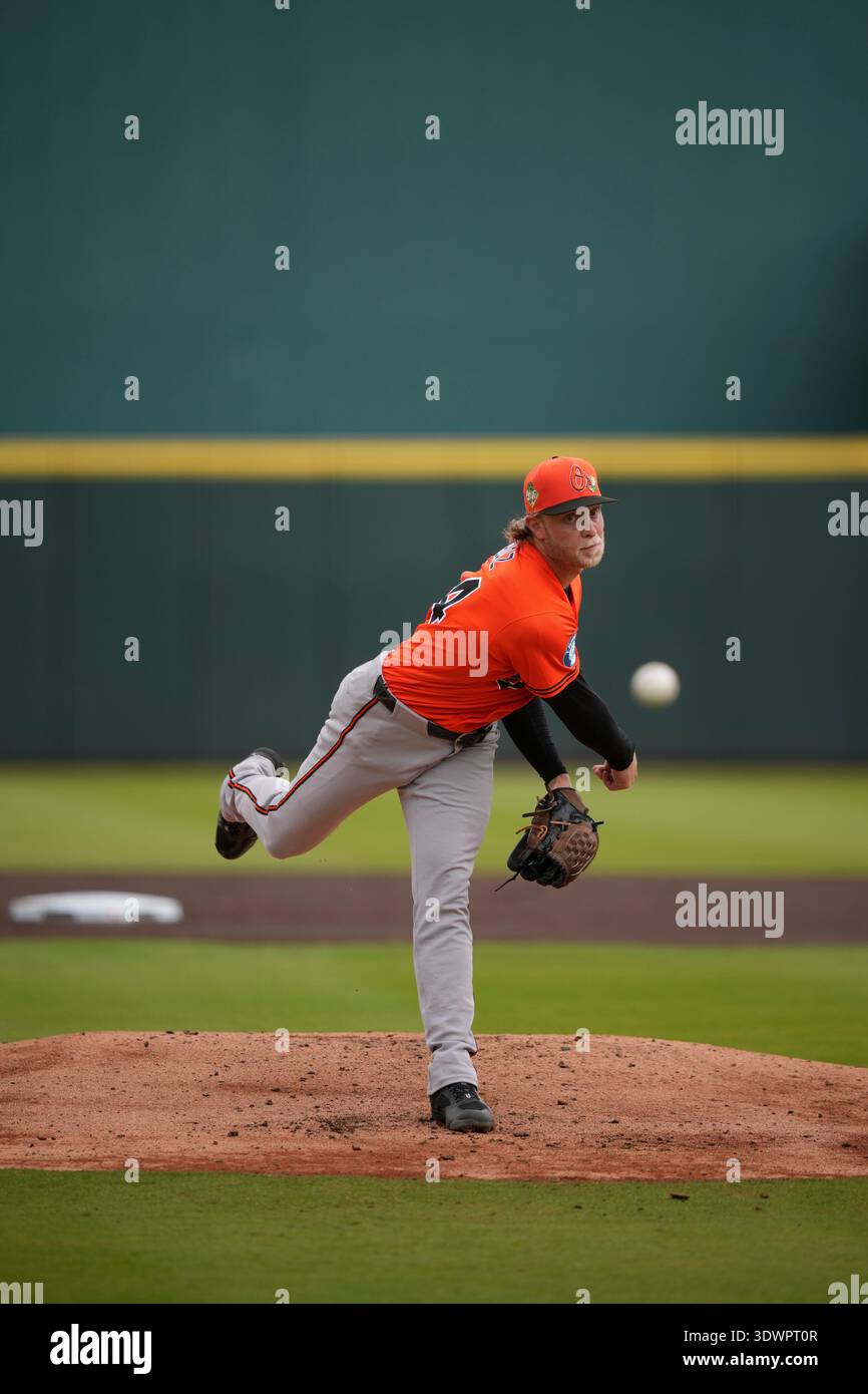 Baltimore Orioles' Shane Baz plays during a spring training baseball ...