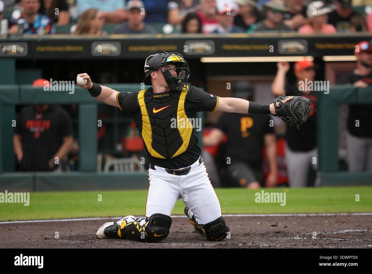 Pittsburgh Pirates' Henry Davis plays during a spring training baseball ...