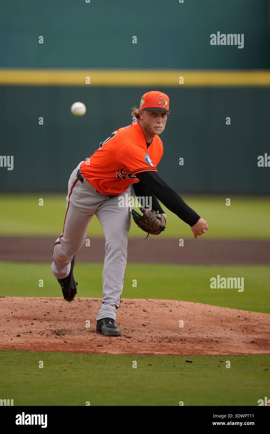 Baltimore Orioles' Shane Baz plays during a spring training baseball ...