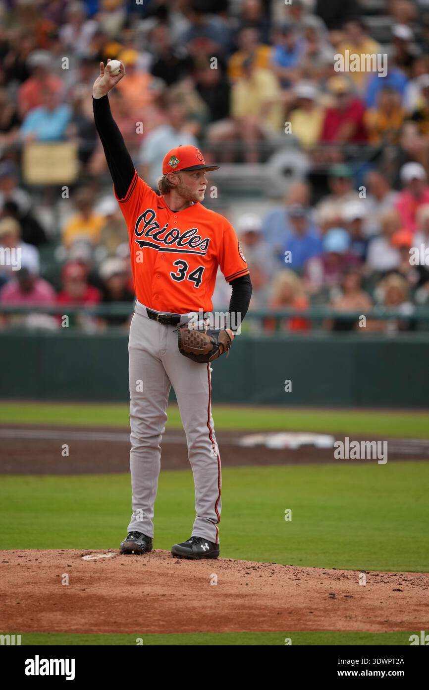 Baltimore Orioles' Shane Baz plays during a spring training baseball ...