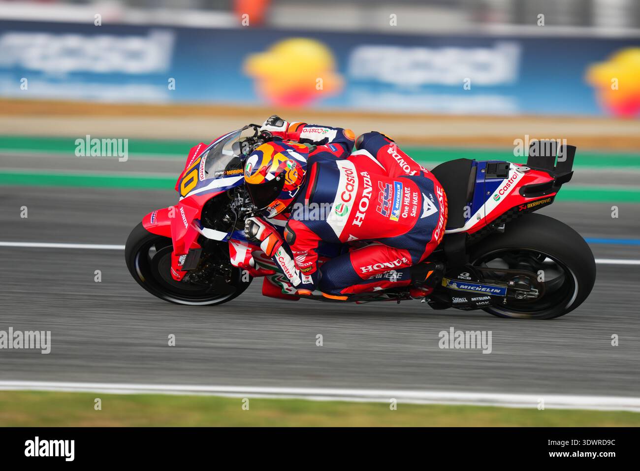 Luca Marini of Honda HRC Castrol rides during the MotoGP free practice ...