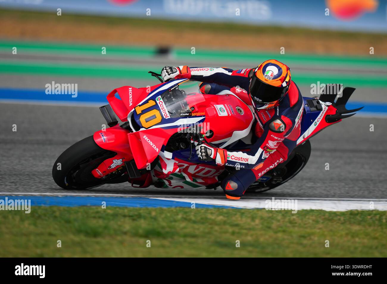 Luca Marini of Honda HRC Castrol rides during the MotoGP free practice ...