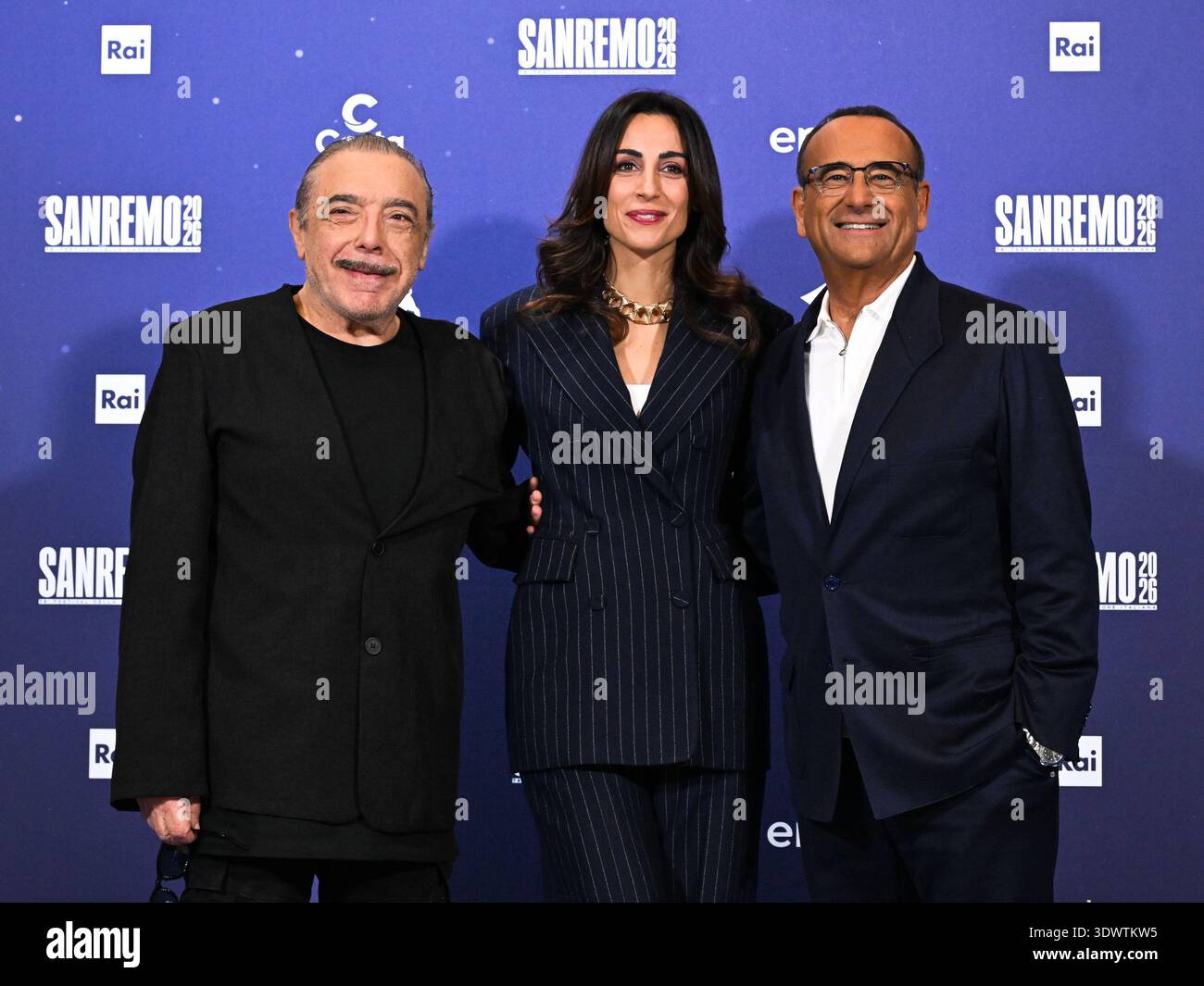 Sanremo, 76th Italian Song Festival. Hosts' Photocall. Pictured are ...