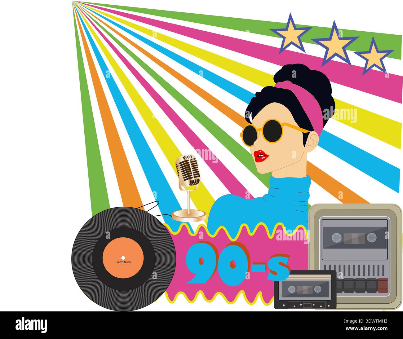 Vintage microphone vinyl record Stock Vector Images - Alamy