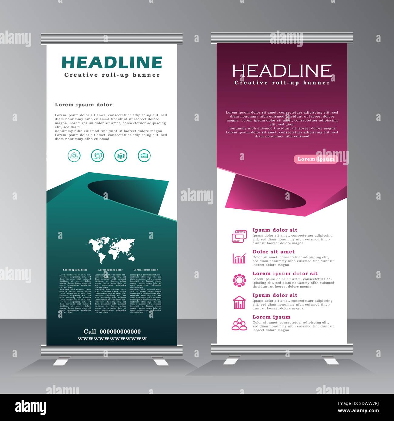 Roll up banner design template, vertical banner template design ...