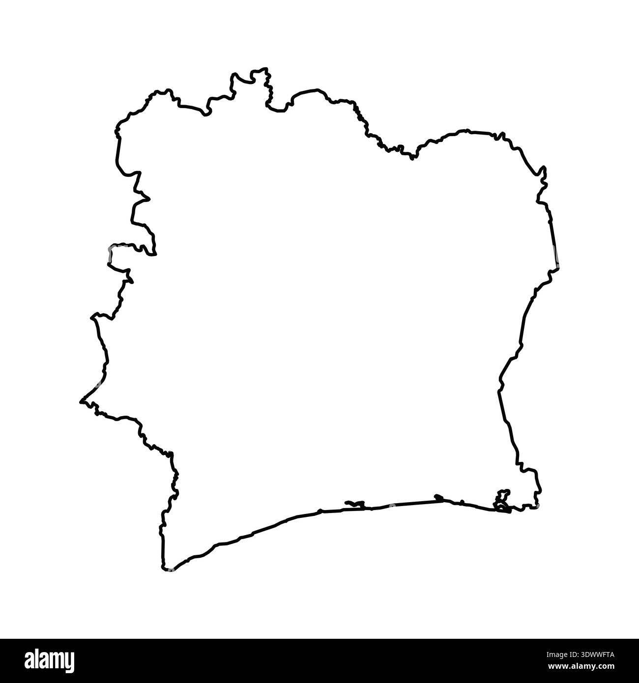 Black Outline Sketch Map Of Ivory Coast Country, vector editable design ...