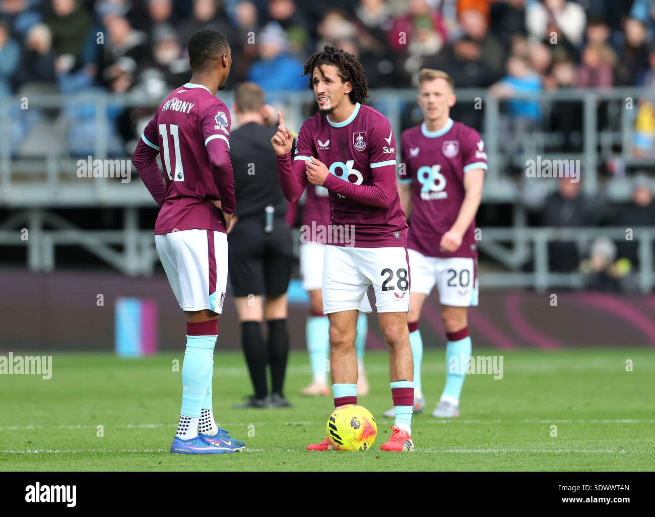 Burnley's Hannibal Mejbri reacts during the Premier League match at ...