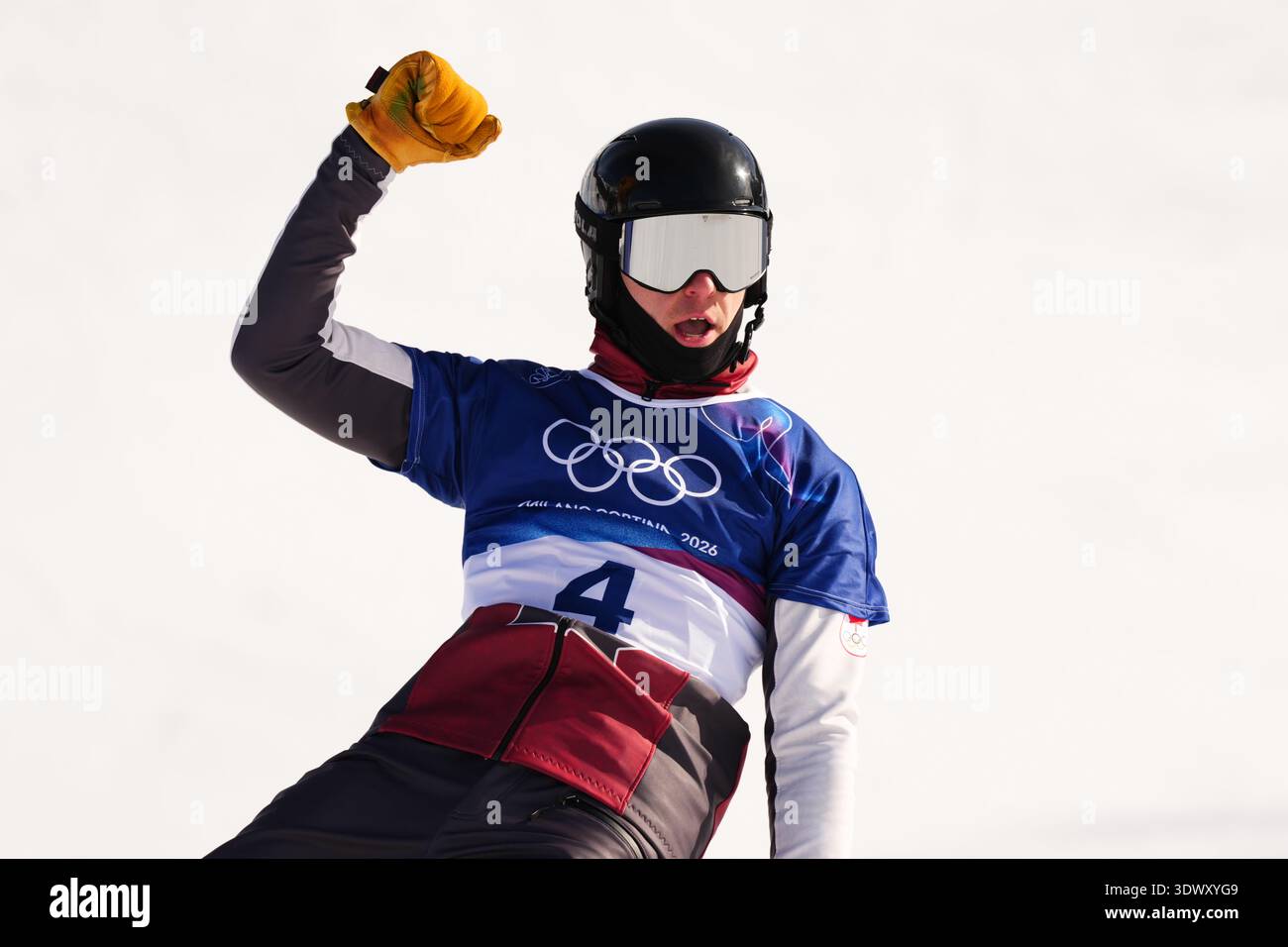 Arnaud Gaudet, from Montcalm, Que., reacts after the men's snowboarding ...