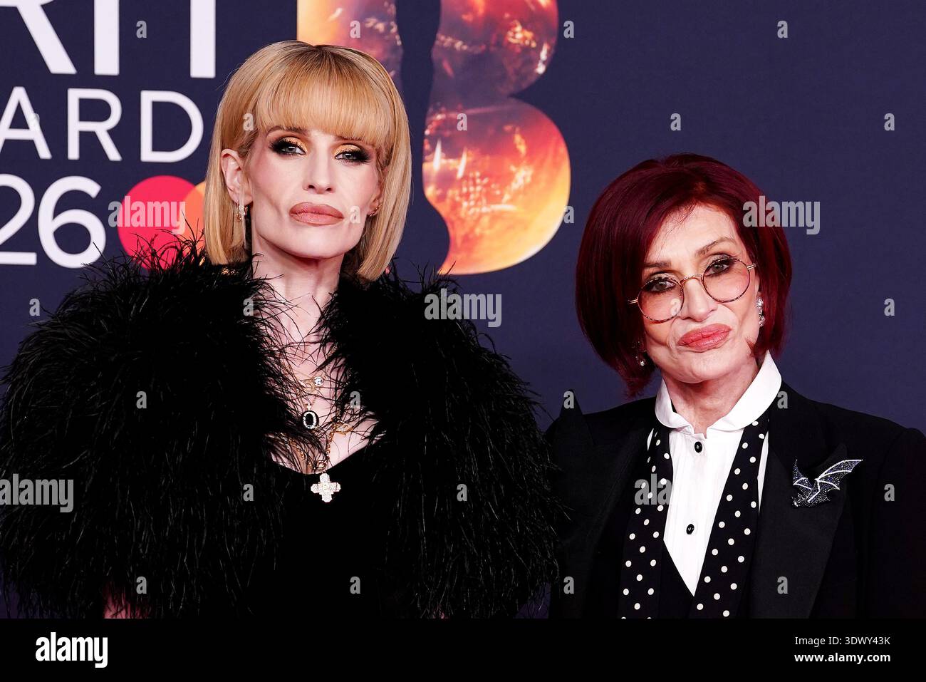 Kelly Osbourne (left) and Sharon Osbourne attending the Brit Awards ...