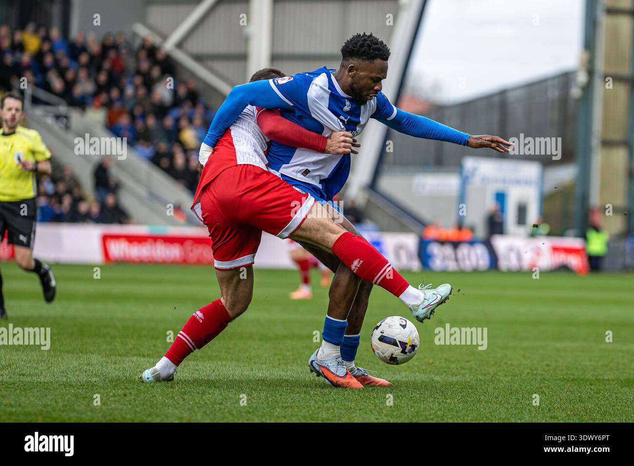 Oldham Athletic's Mike Fondop battles for possession during the Sky Bet ...