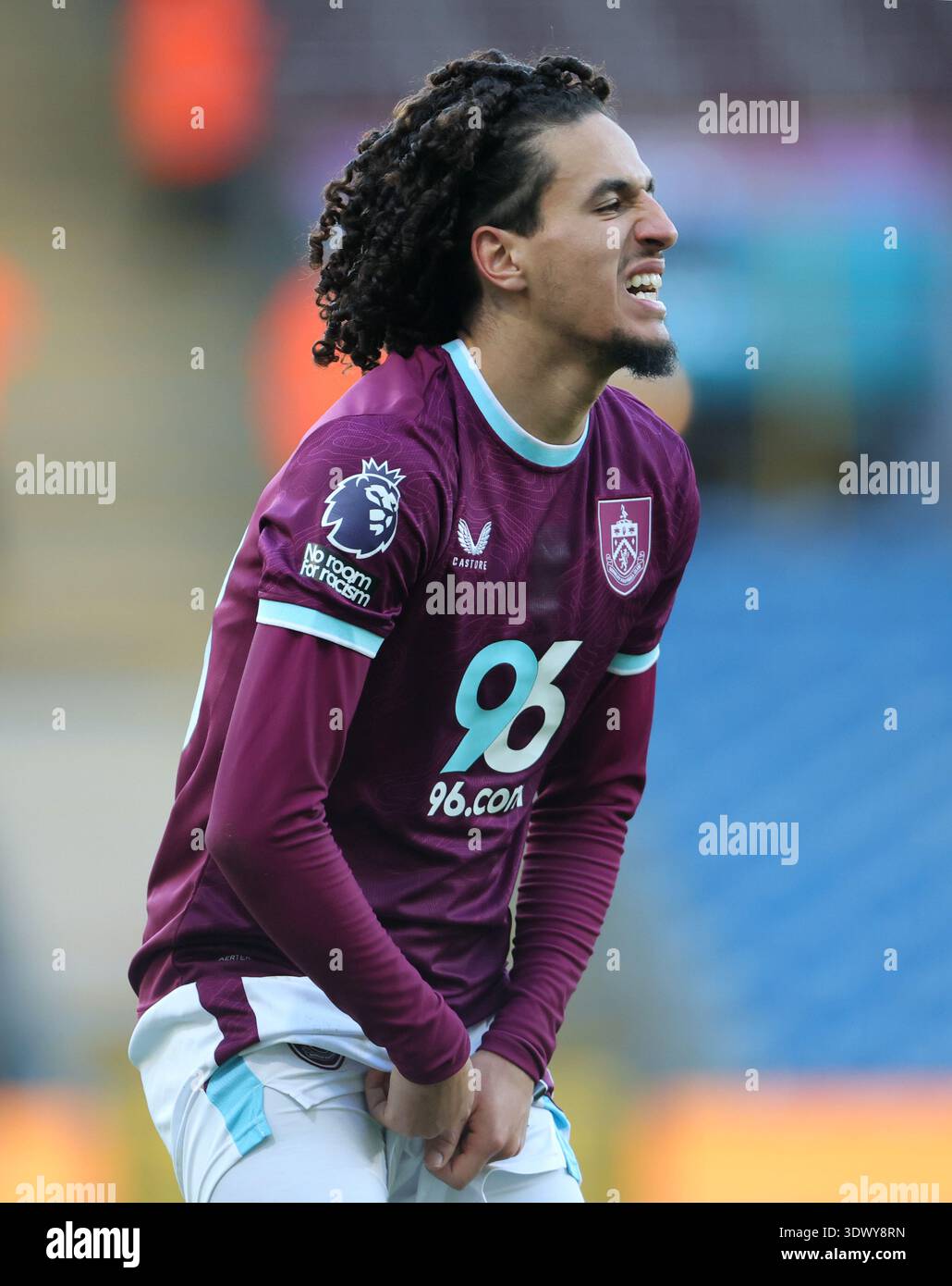 Burnley's Hannibal Mejbri reacts during the Premier League match at ...