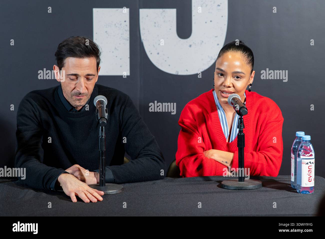 NEW YORK, NEW YORK - FEBRUARY 27: (L-R) Adrien Brody and Tessa Thompson ...