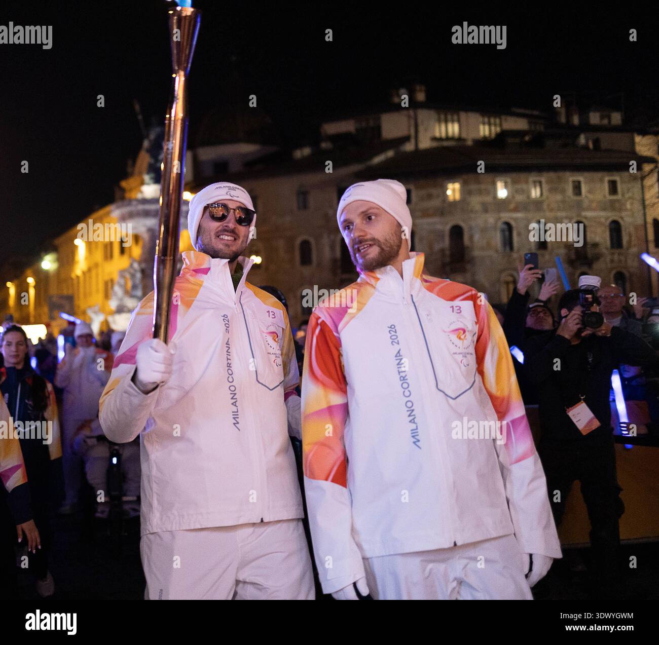 Trento, Milan-Cortina Paralympic Flame. Pictured: Lorenzo Bernard ...