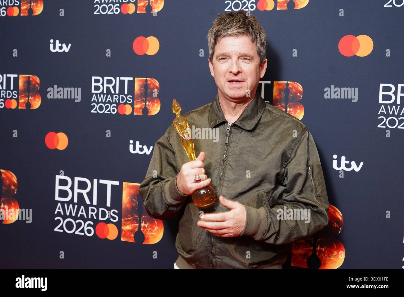 Noel Gallagher with the Songwriter of the Year award during the Brit ...