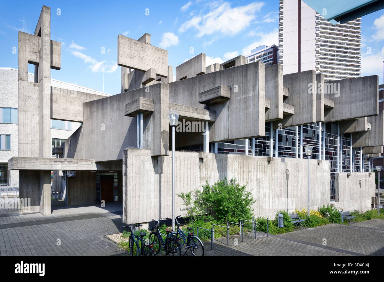 Detailed view of the brutalist church Johannes XXIII in Cologne ...