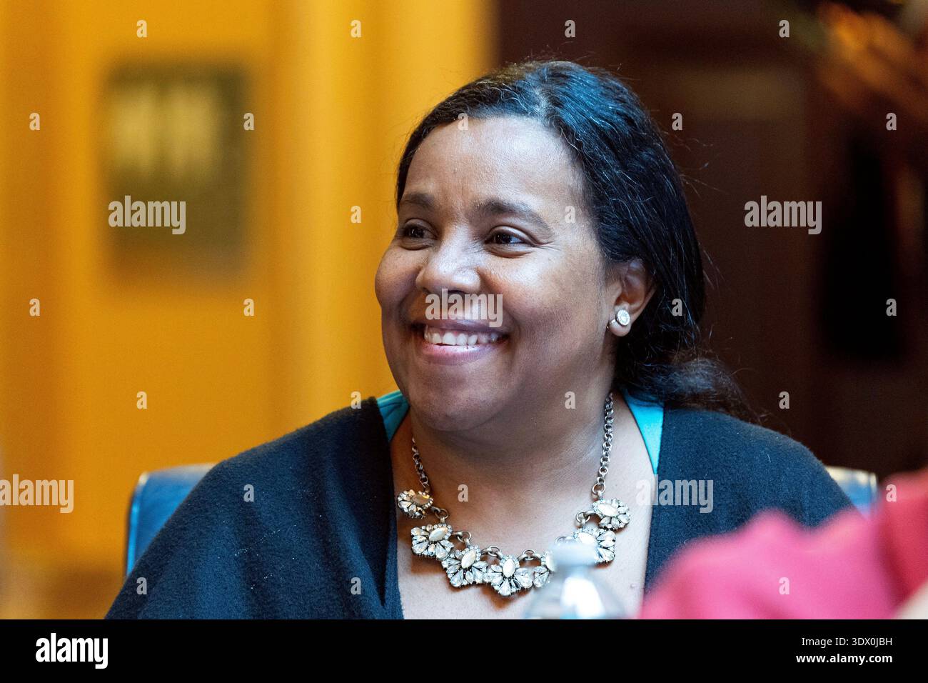 Virginia House Democratic Majority Leader Charniele Herring listens to ...