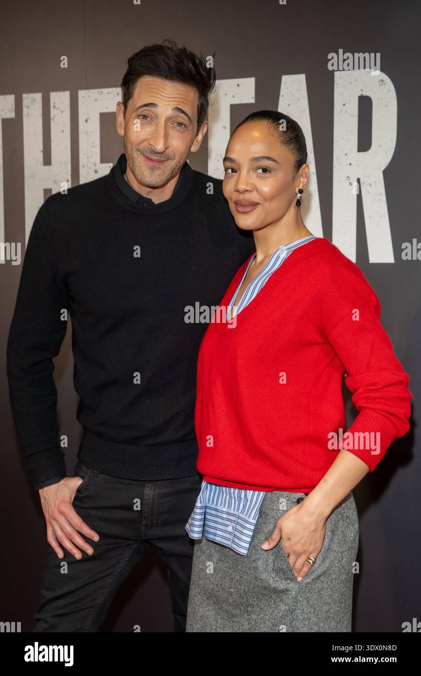 (L-R) Adrien Brody and Tessa Thompson attend "The Fear Of 13" photo ...