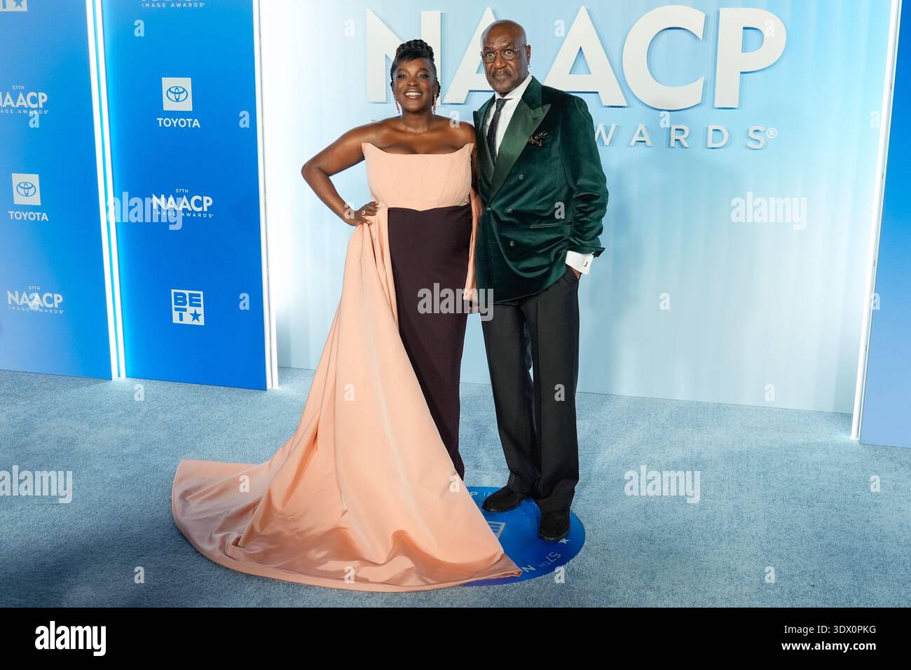 Wunmi Mosaku, left, and Delroy Lindo arrive at the 57th NAACP Image ...