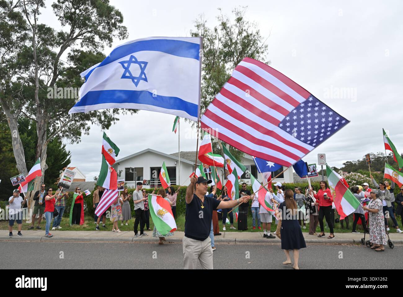 Iranian Australians celebrate outside Iran’s embassy, the United States ...