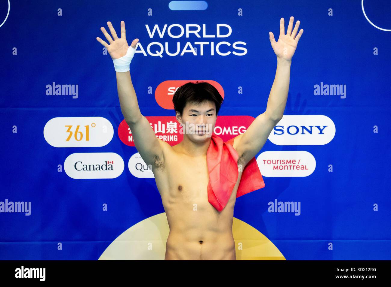 Team China's Bai Yuming after placing first in the mens 10m platform ...