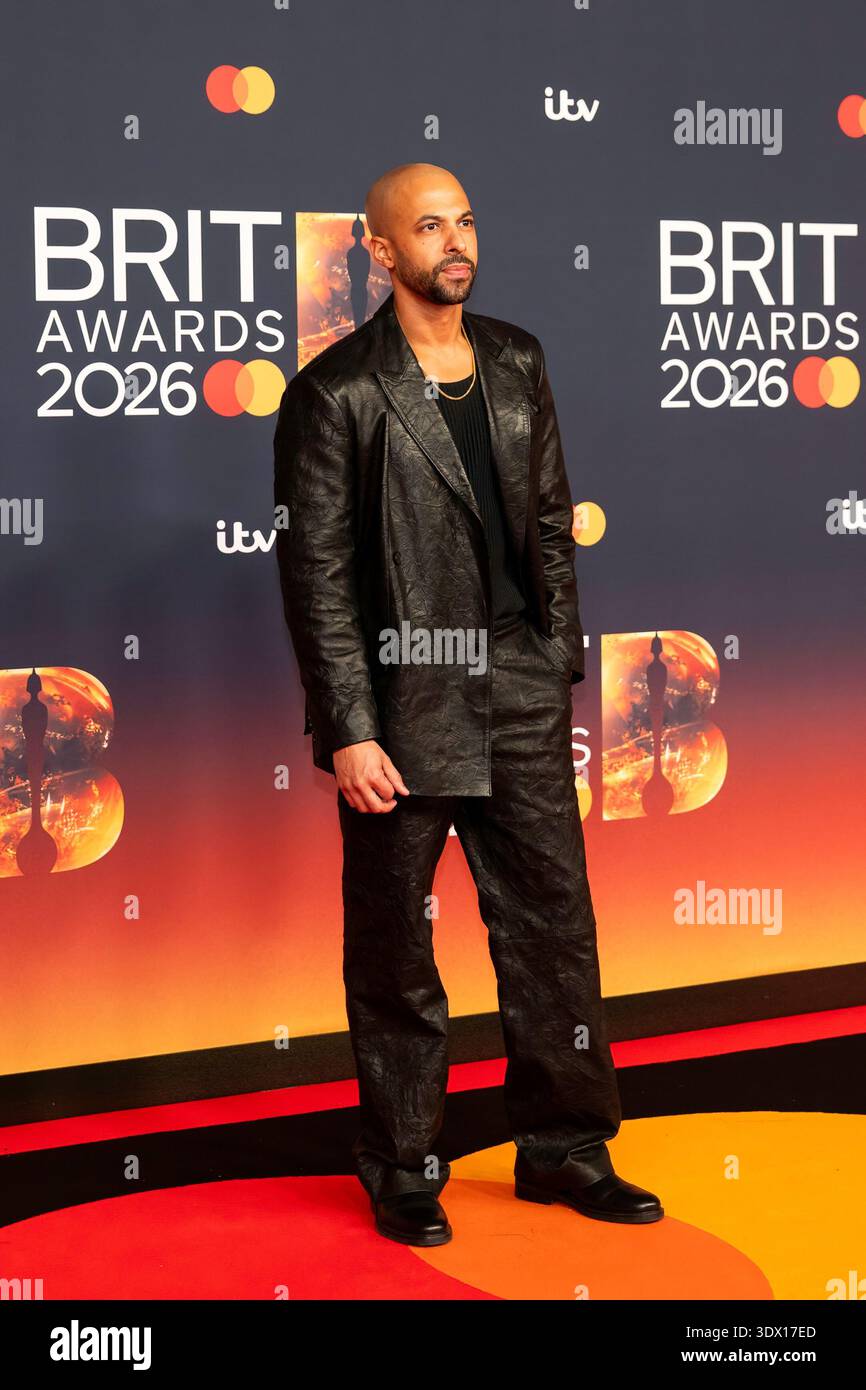 Manchester, England, 28th February, 2026. Marvin Humes attends the BRIT ...