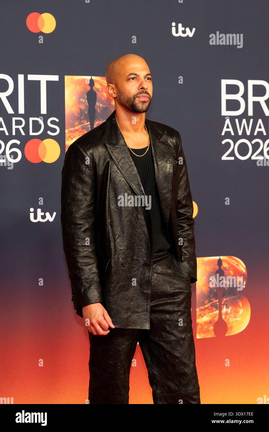 Manchester, England, 28th February, 2026. Marvin Humes attends the BRIT ...