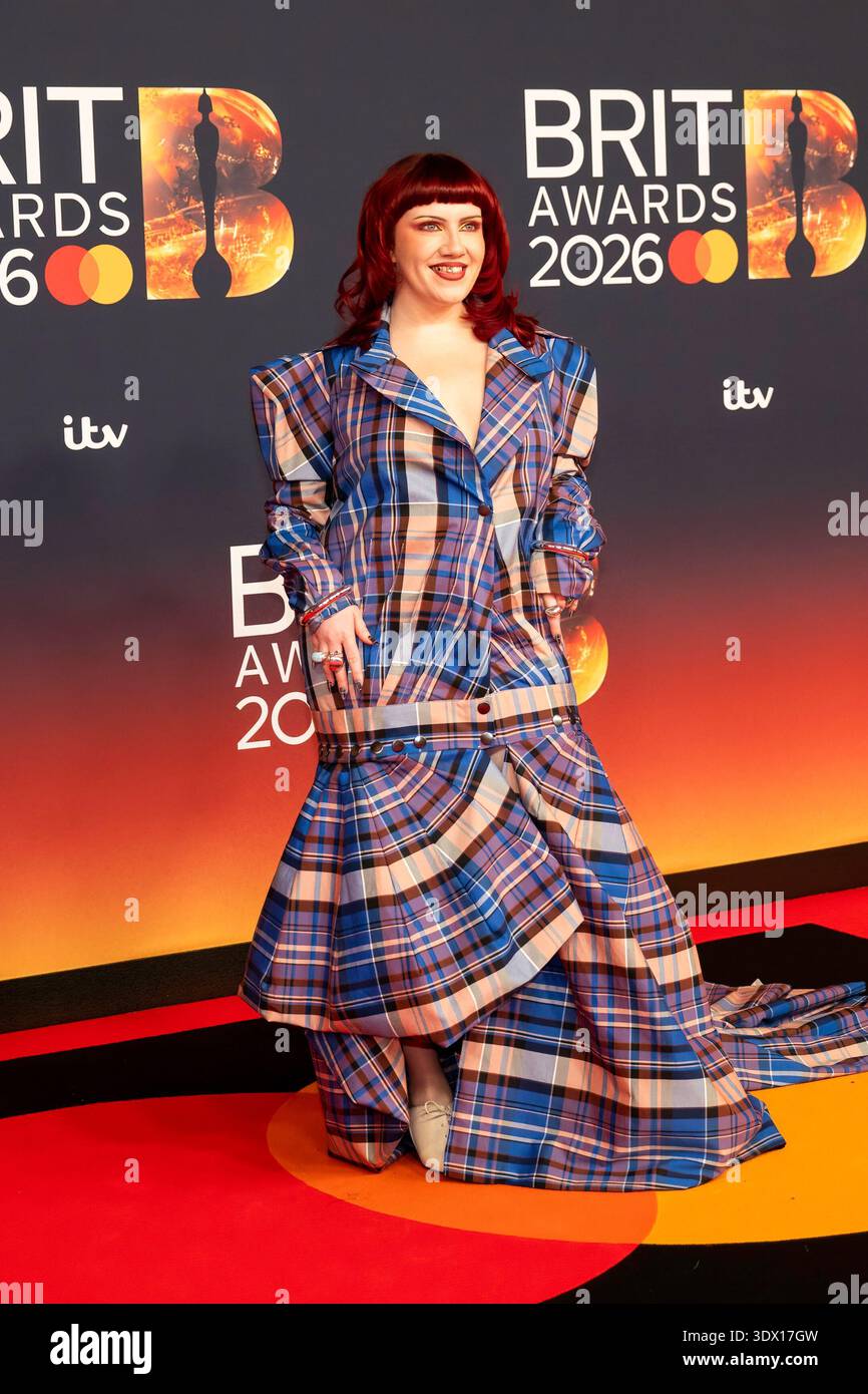 Manchester, England, 28th February, 2026. CMAT attends the BRIT Awards ...
