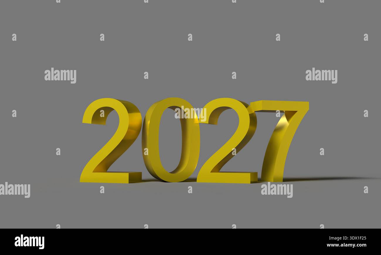 2027 happy new year golden yellow orange color object icon 2027 ...
