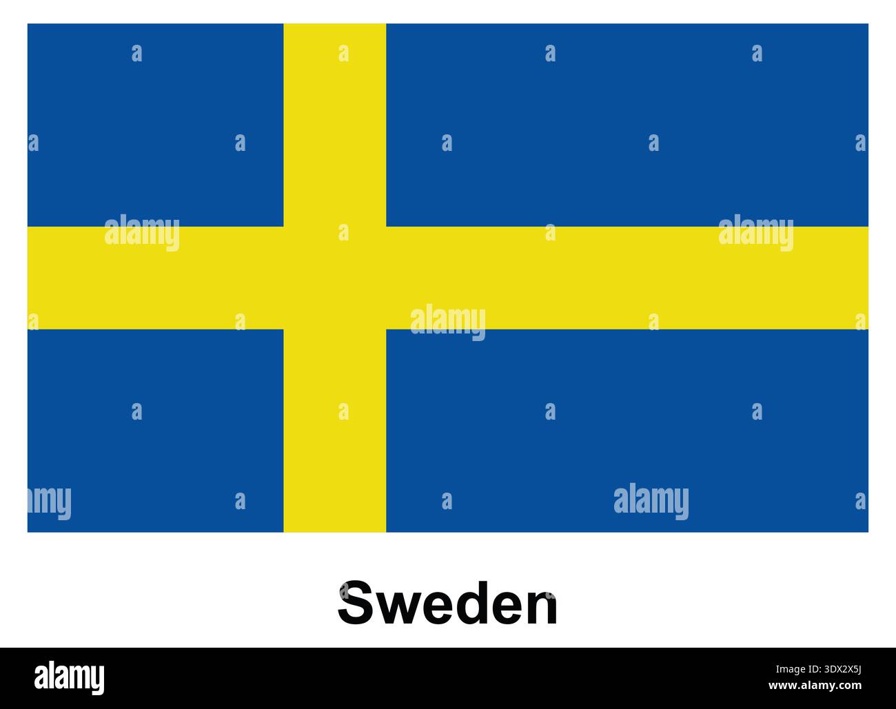 A vibrant depiction of the Swedish flag featuring a blue background and ...