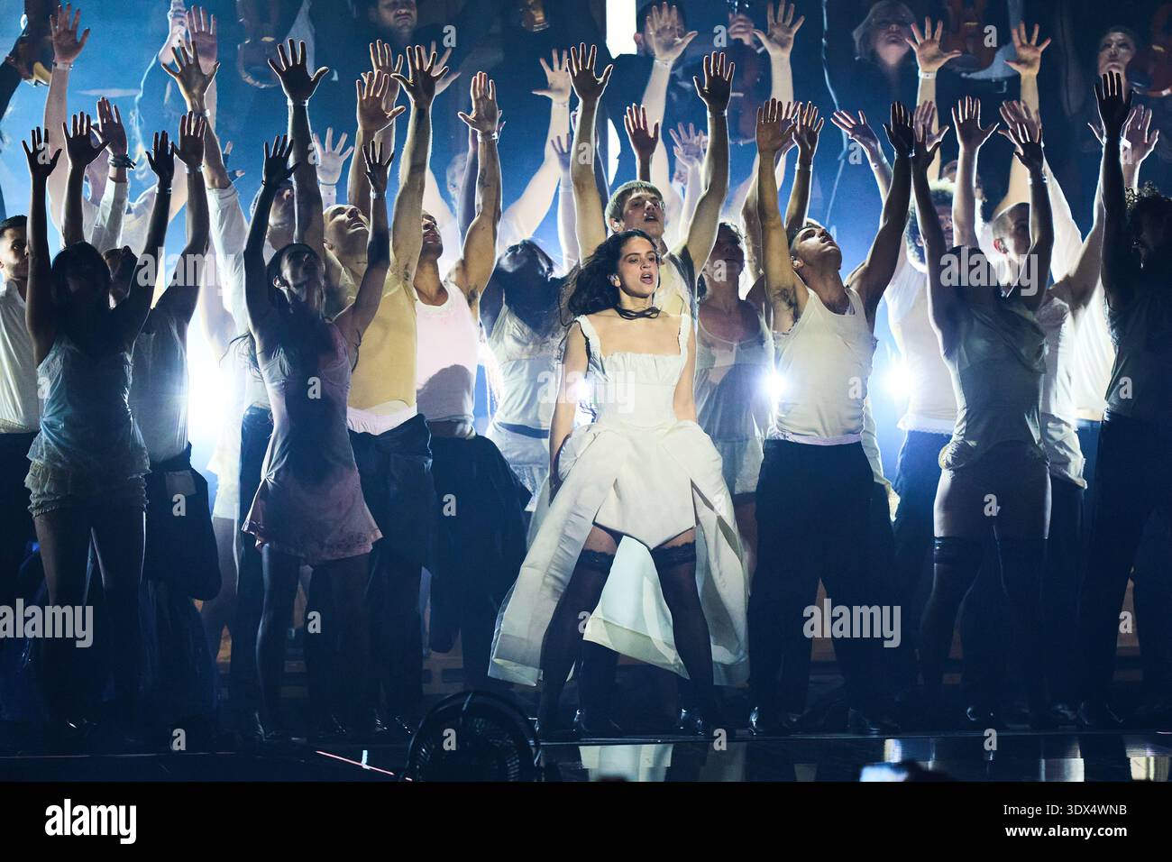 Rosalia performs during the Brit Awards 2026 in Manchester, England ...