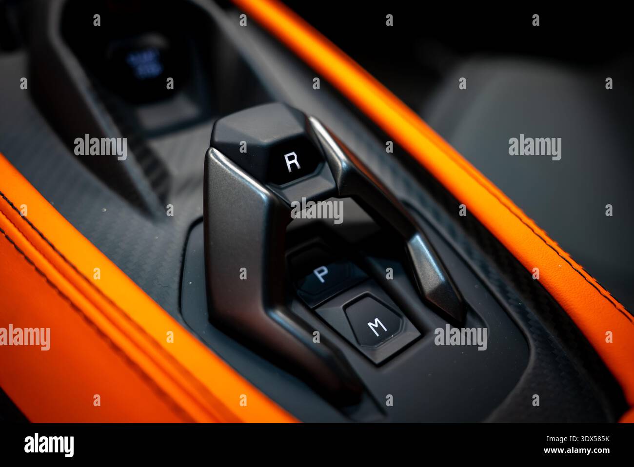 Lamborghini Revuelto center console with hexagonal shift toggles Stock ...