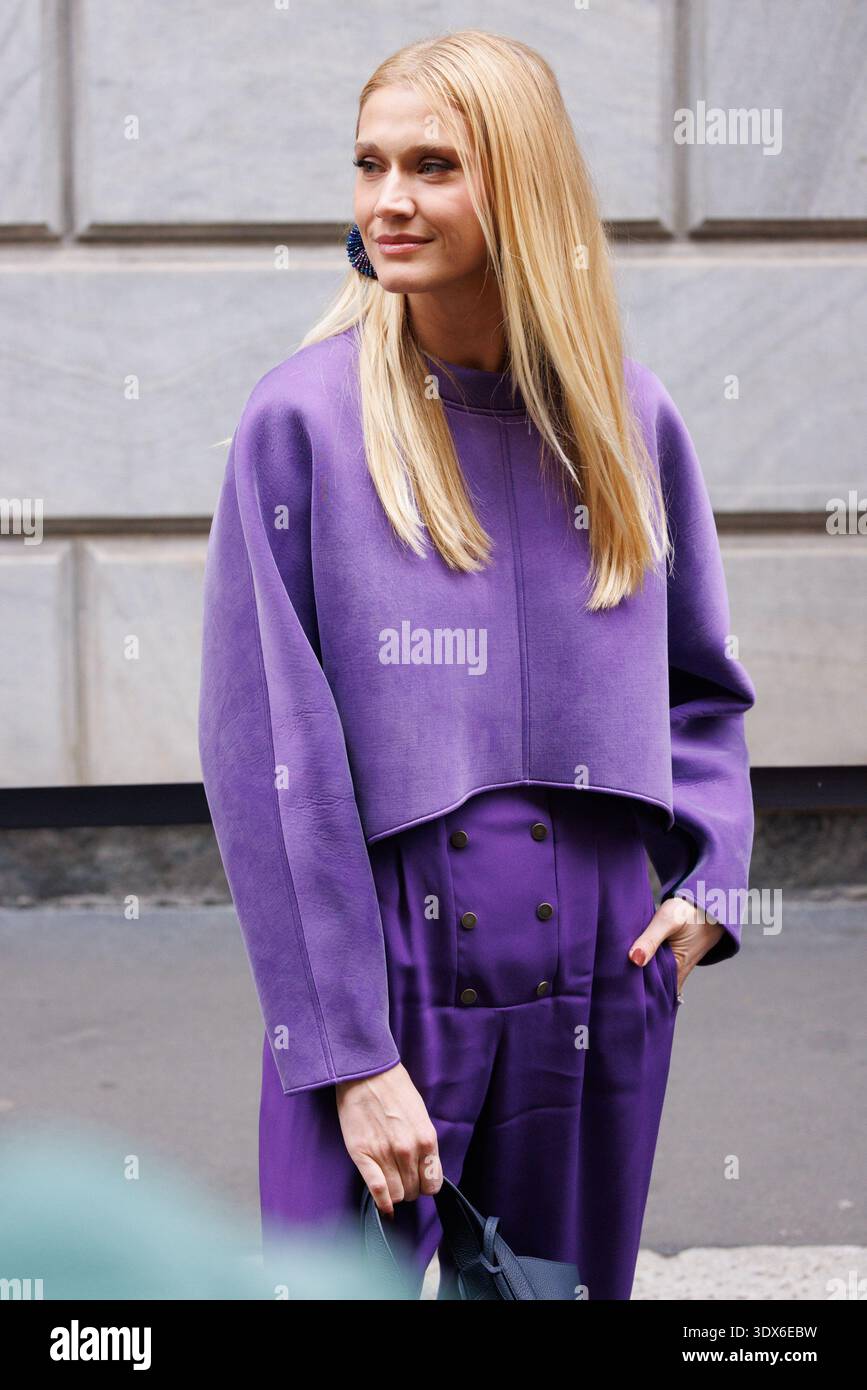 Celina Locks arrives at the Giorgio Armani fashion show during the ...