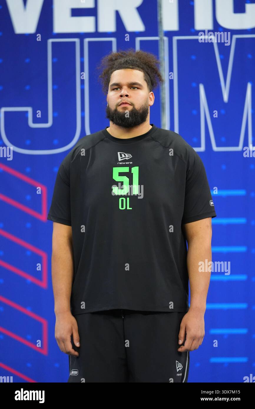Missouri offensive lineman Keagen Trost (51) runs a drill at the NFL ...
