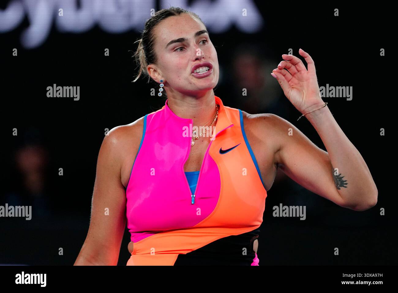 Aryna Sabalenka seen in action during the Women's Singles Final match ...