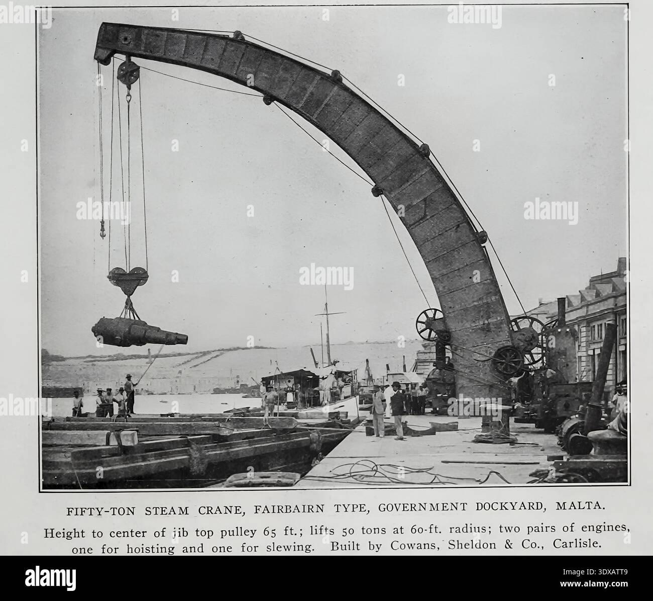 FIFTY-TON STEAM CRANE, FAIRBAIRN TYPE, GOVERNMENT DOCKYARD. MALTA ...