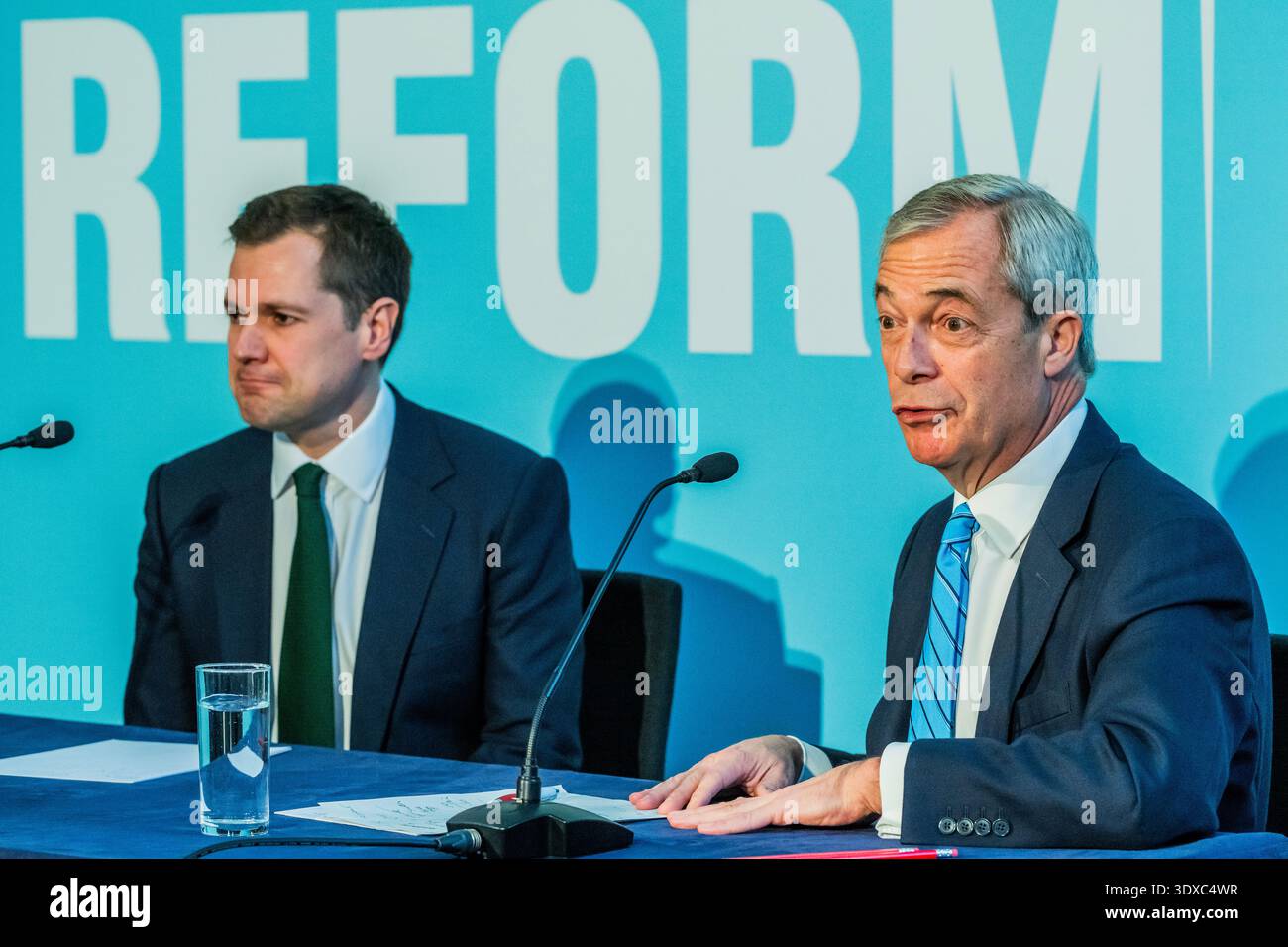 London, UK. 2nd Mar, 2026. A press conference with Nigel Farage MP the ...