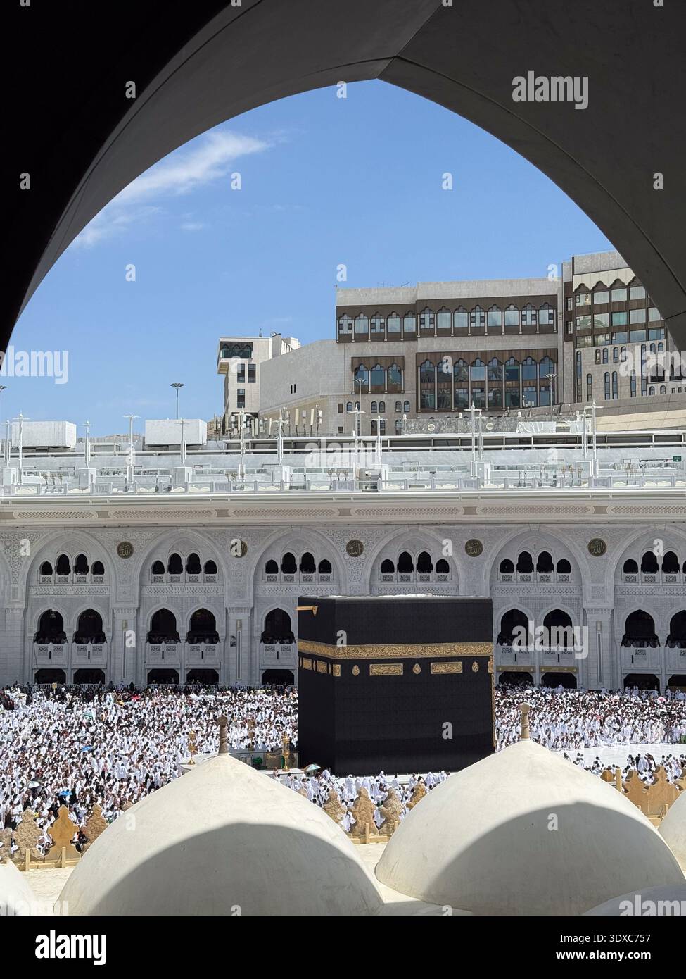 Pilgrims circling the Kaaba at Masjid al-Haram in Mecca during Hajj and ...