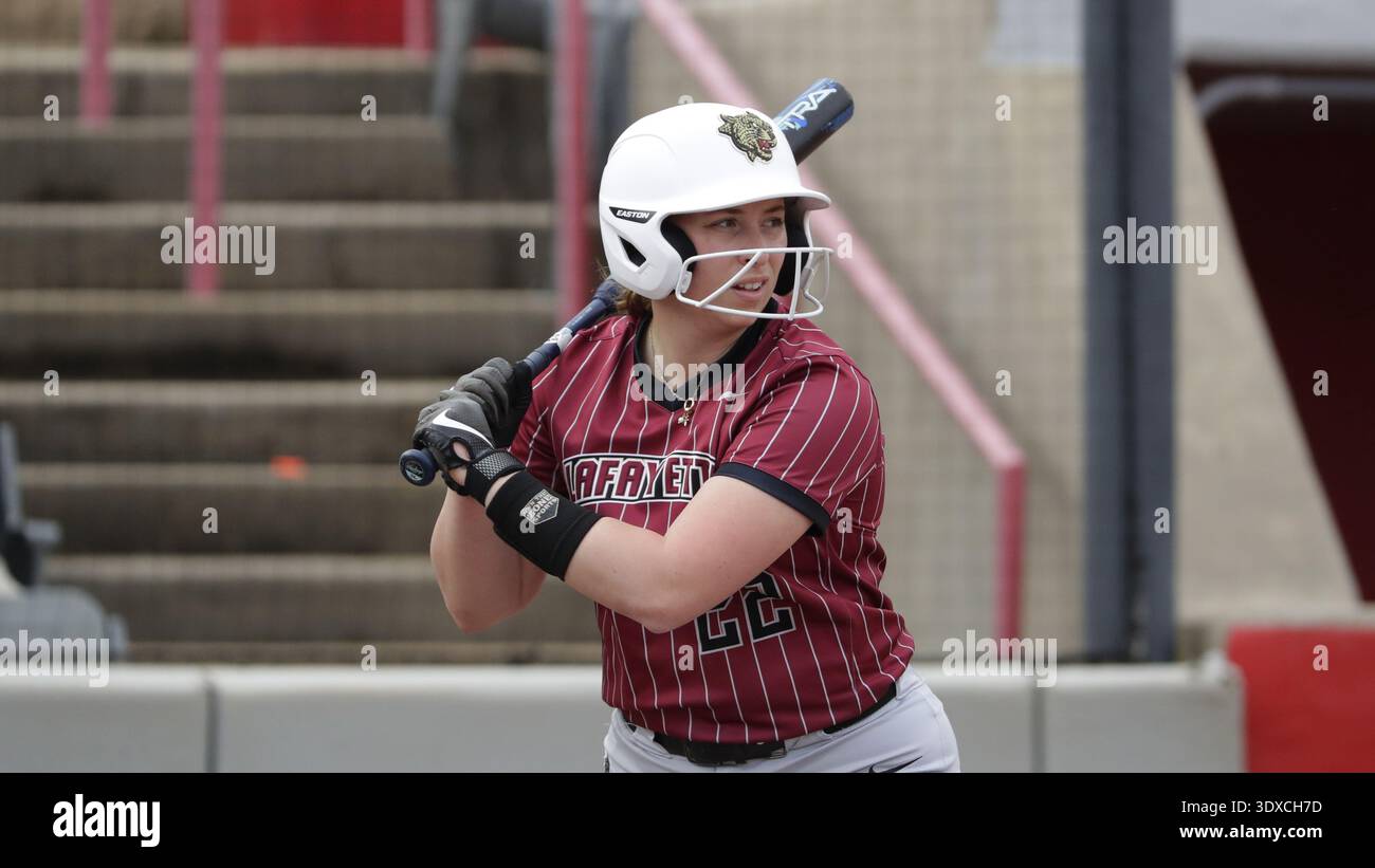 Lafayette infielder Kylee Sweet bats during an NCAA softball game ...
