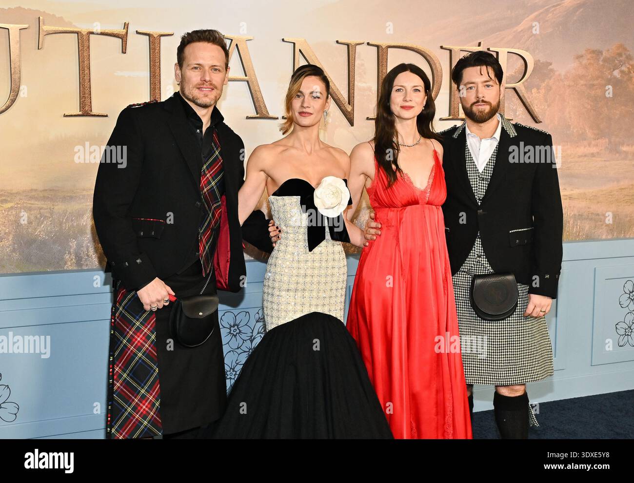 Sam Heughan, left, Sophie Skelton, Caitriona Balfe and Richard Rankin ...