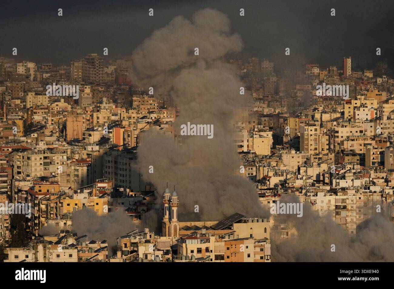 Smoke rises from Israeli airstrikes in Dahiyeh, a southern suburb of ...