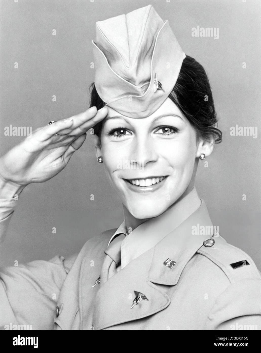 This 1977 publicity photograph features a smiling Jamie Lee Curtis in ...