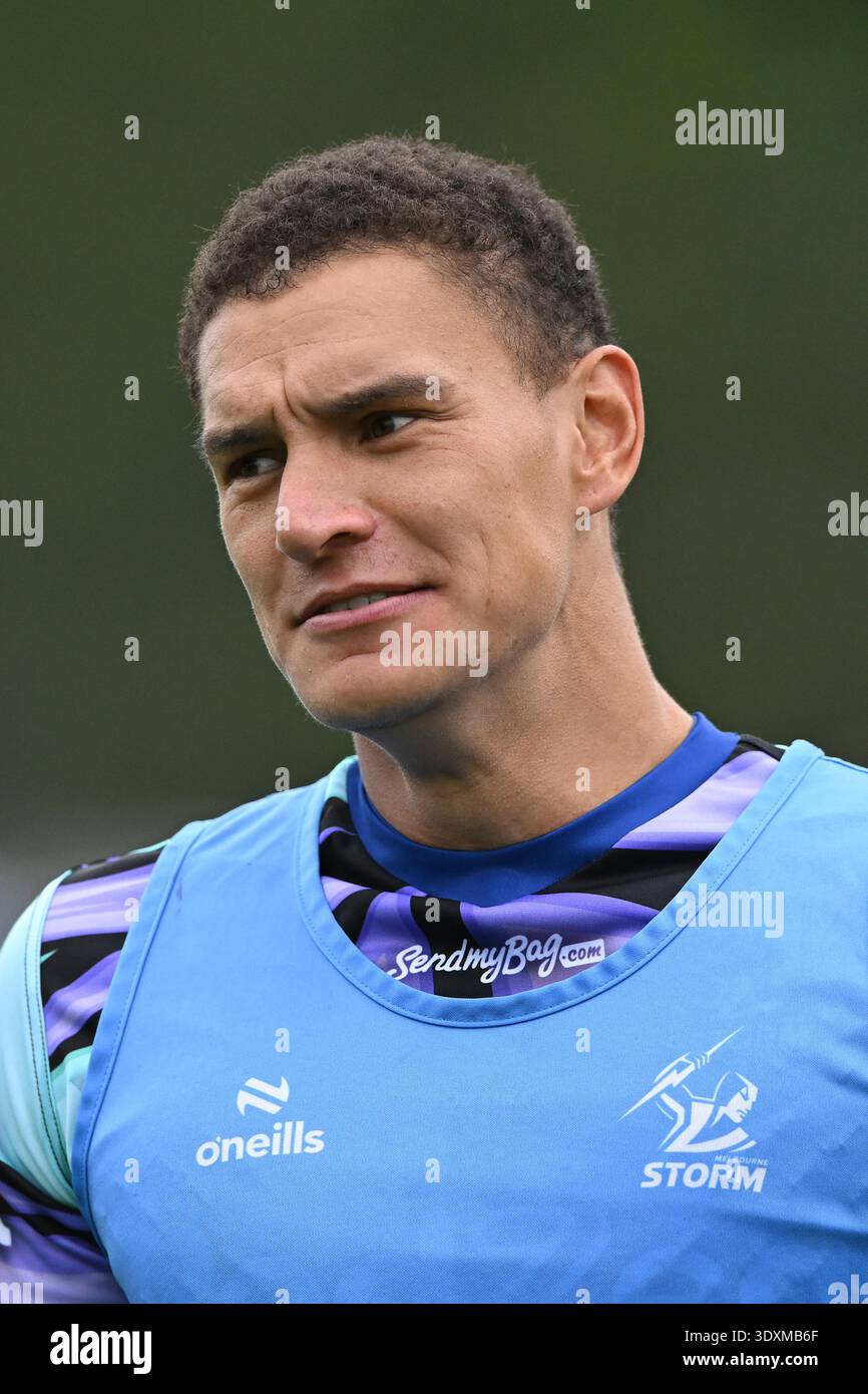 Will Warbrick of the Storm looks on during a training session at Gosch ...