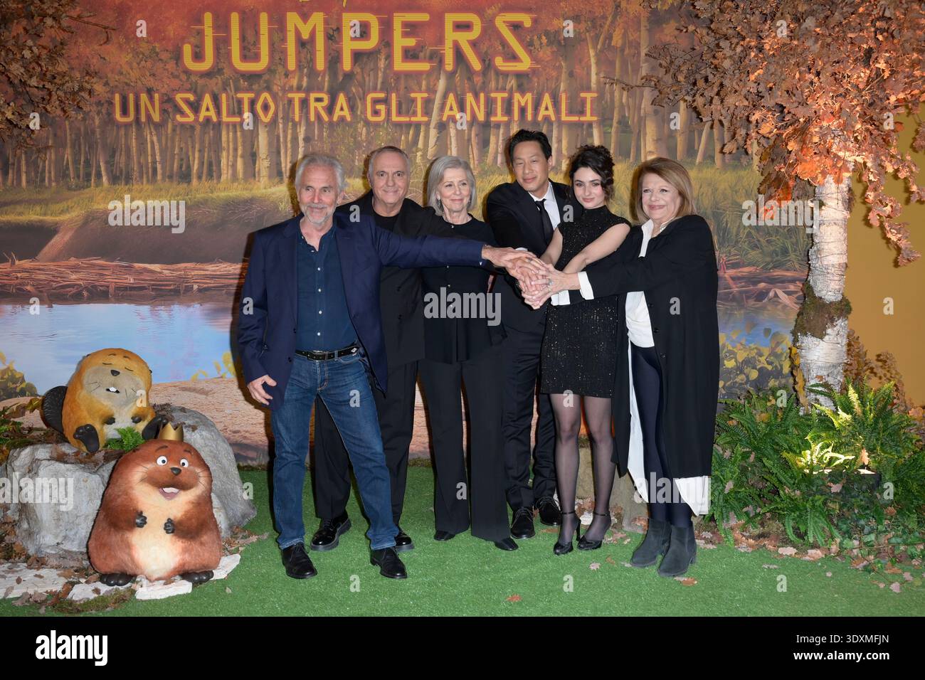 From left to right Francesco Prando, Giorgio Panariello, Nicole Paradis ...