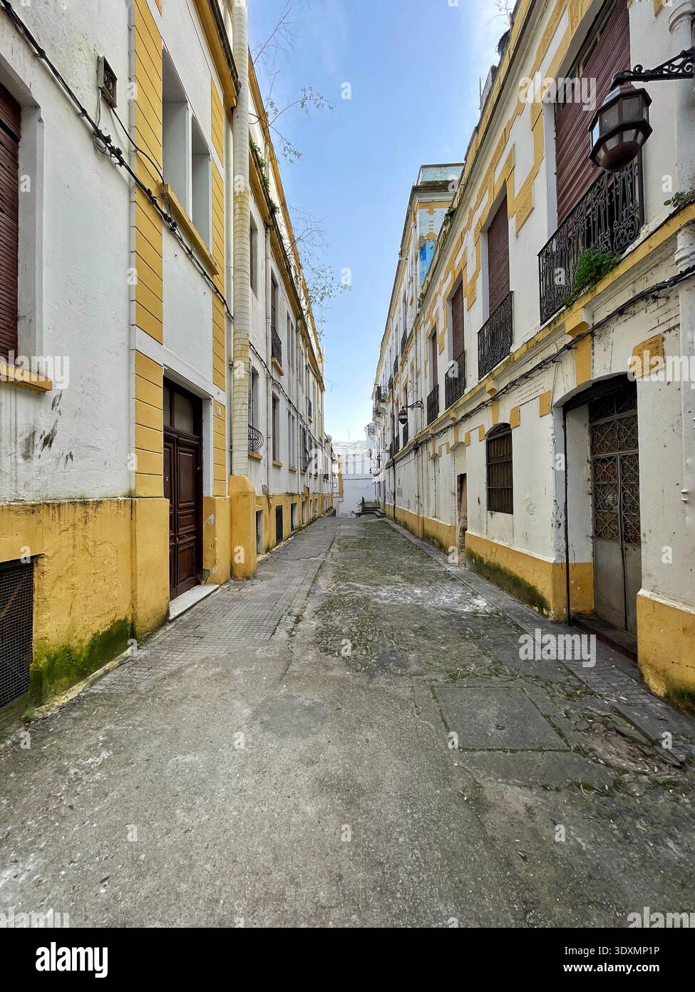 Spanish colonial architecture in Tangier port harbour, Morocco ...